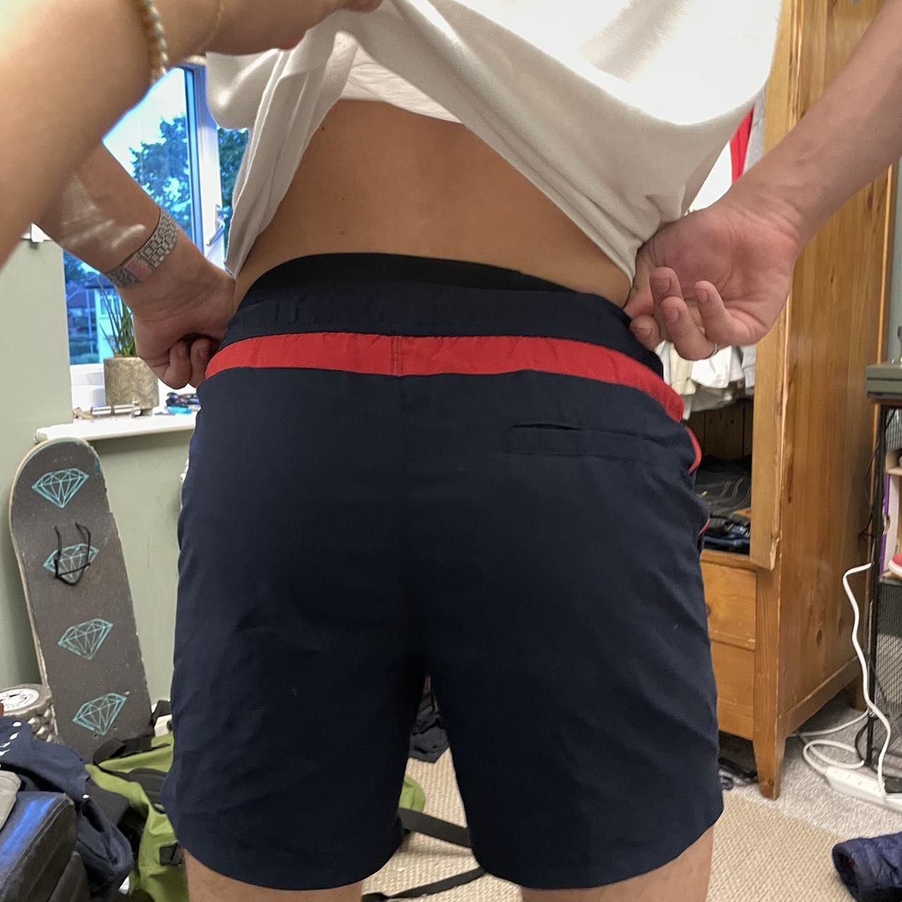Navy and red next swim trunks - Depop