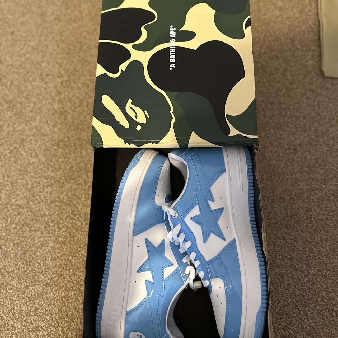 A Bathing Ape Bape Sta Low Men’s- Blue and White... - Depop