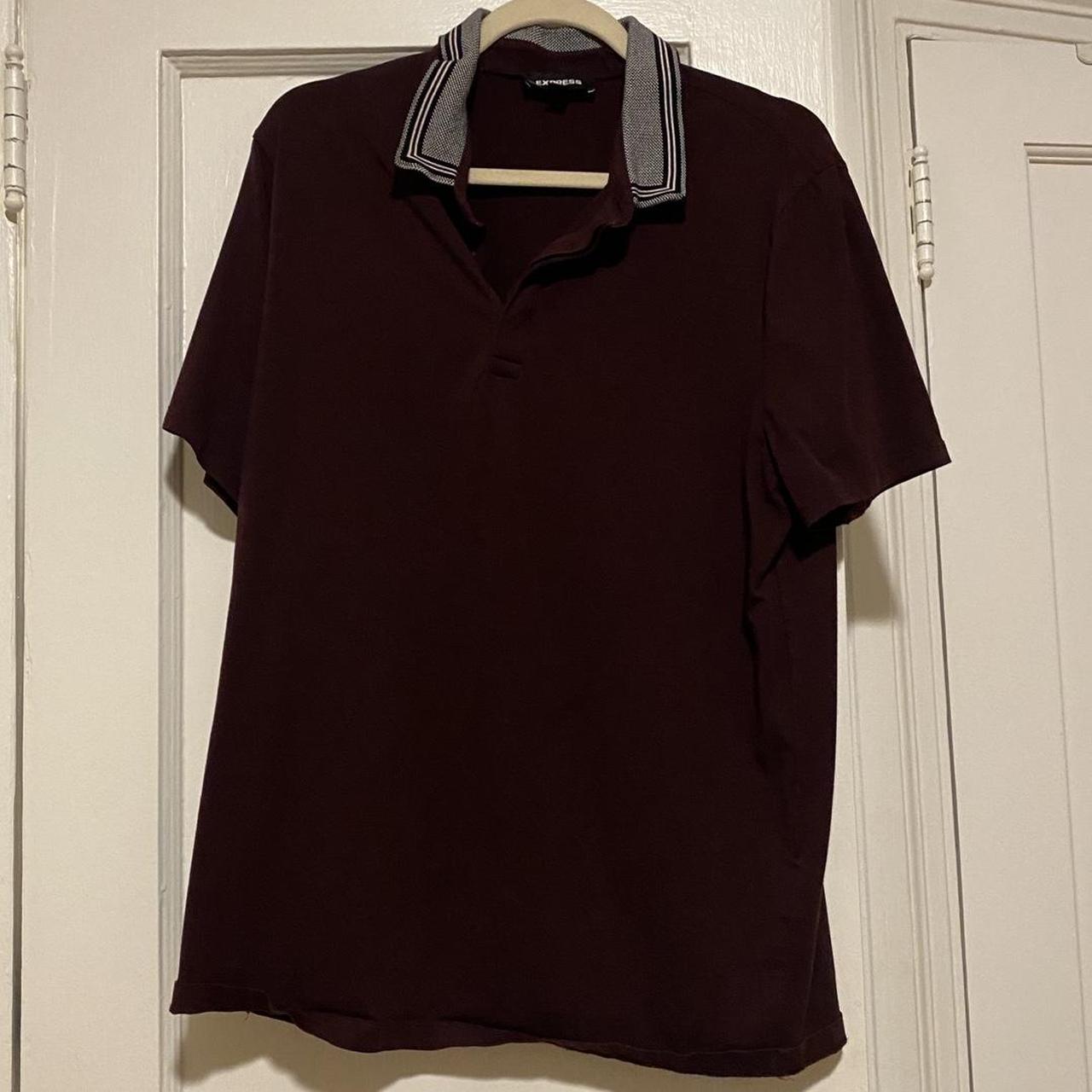 Express Men’s Polo Shirt with Pattern Tipped Collar... - Depop