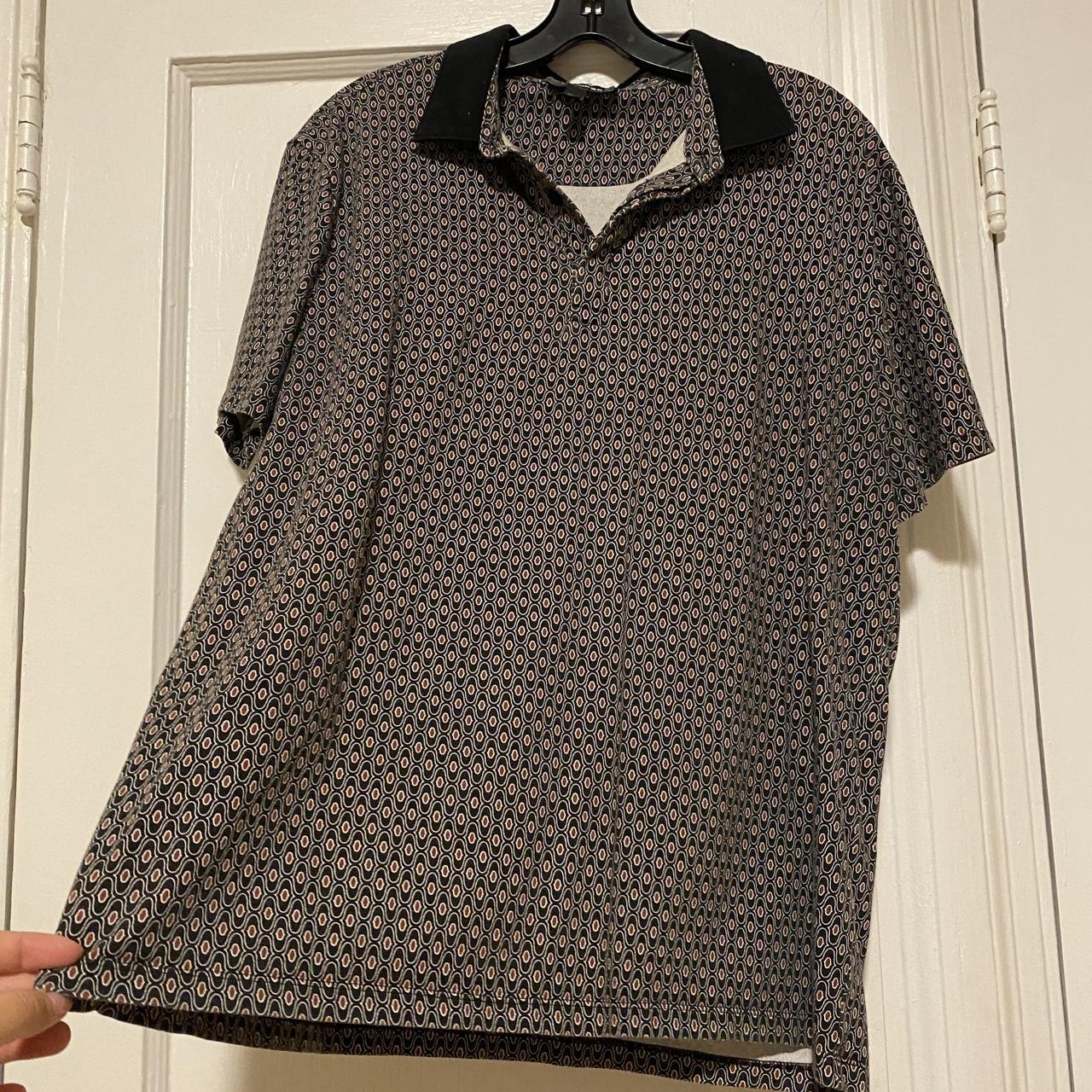 Express Men’s Polo Shirt with Bold Pattern in... - Depop