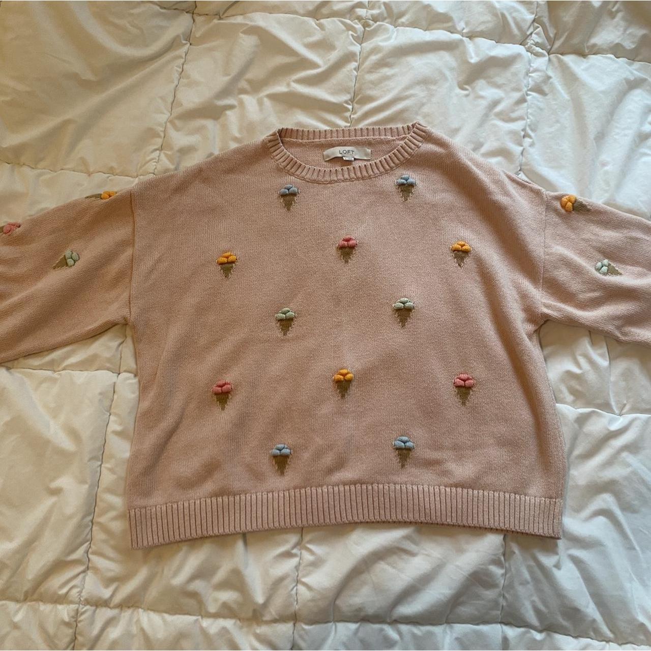 Pink ice cream sweater: Loft Size M - Depop