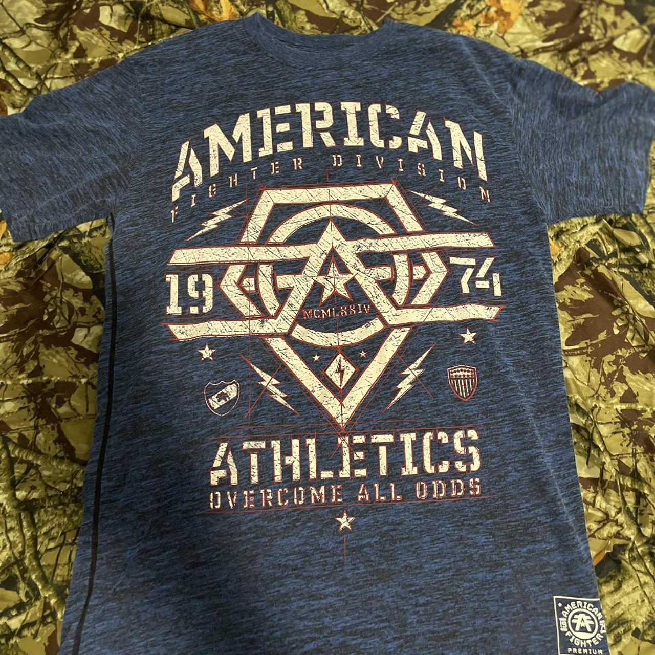 Cool blue American fighter shirt 😎#affliction... - Depop