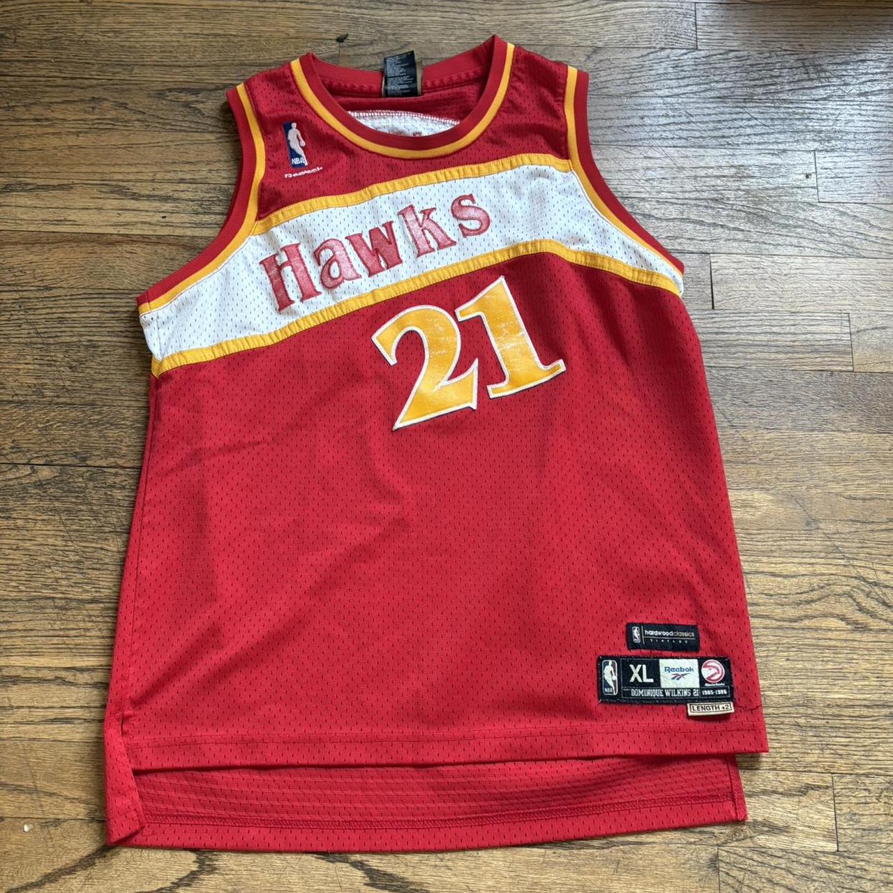 Red and yellow NBA Hawks jersey Size XL #NBA... - Depop