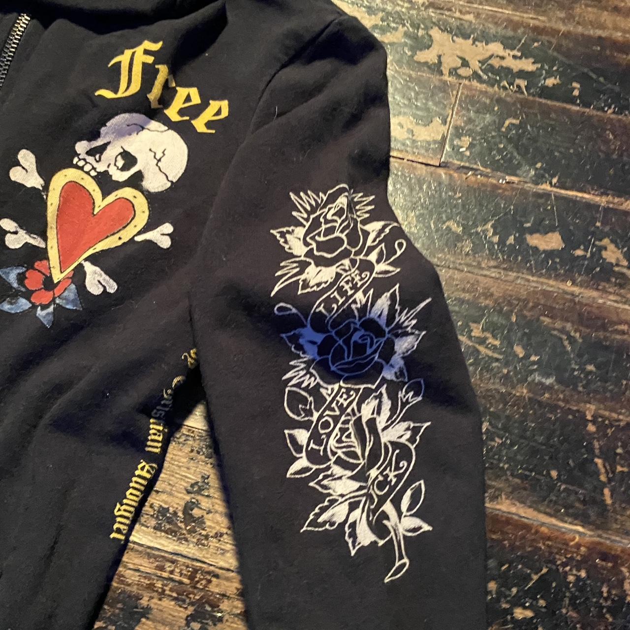 Black and red Ed Hardy zip up jacket Ik it looks... | Depop