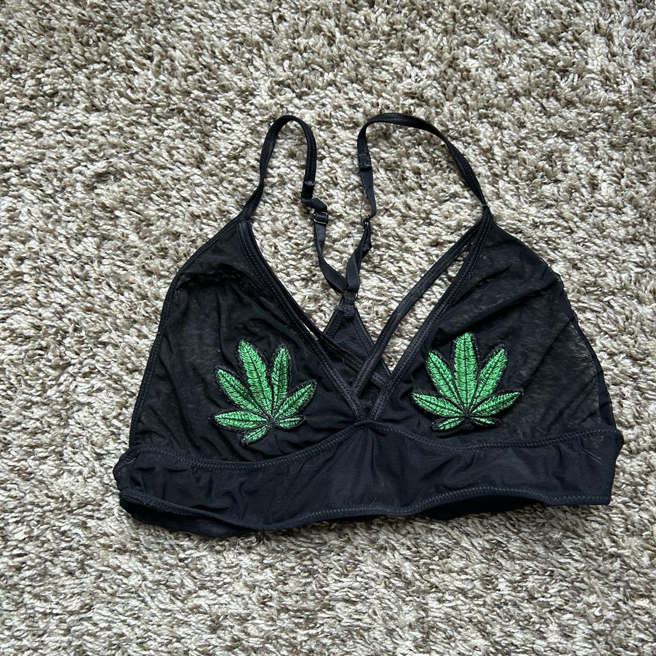 black mesh top with weed leaves #rave #festival - Depop