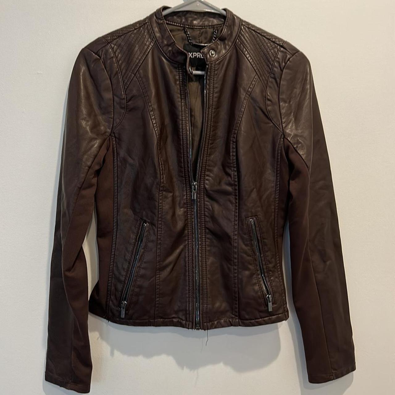 Express extra small faux, leather jacket.... - Depop