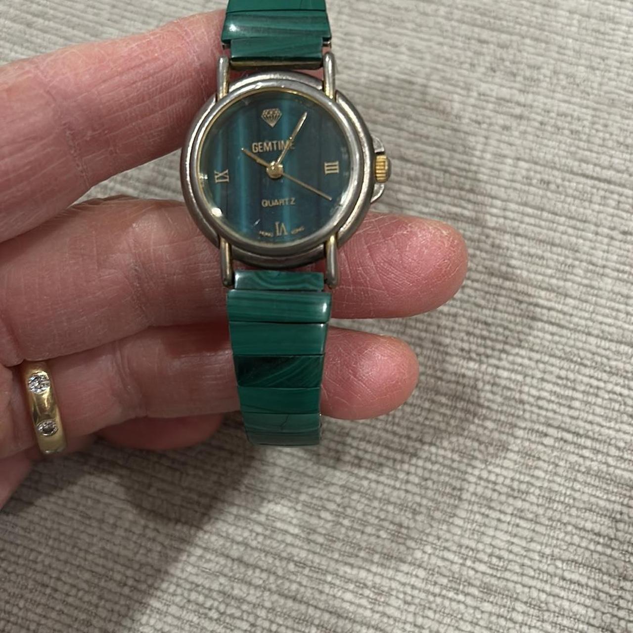 Gemtime Green and Gold Quartz Watch. Needs... | Depop