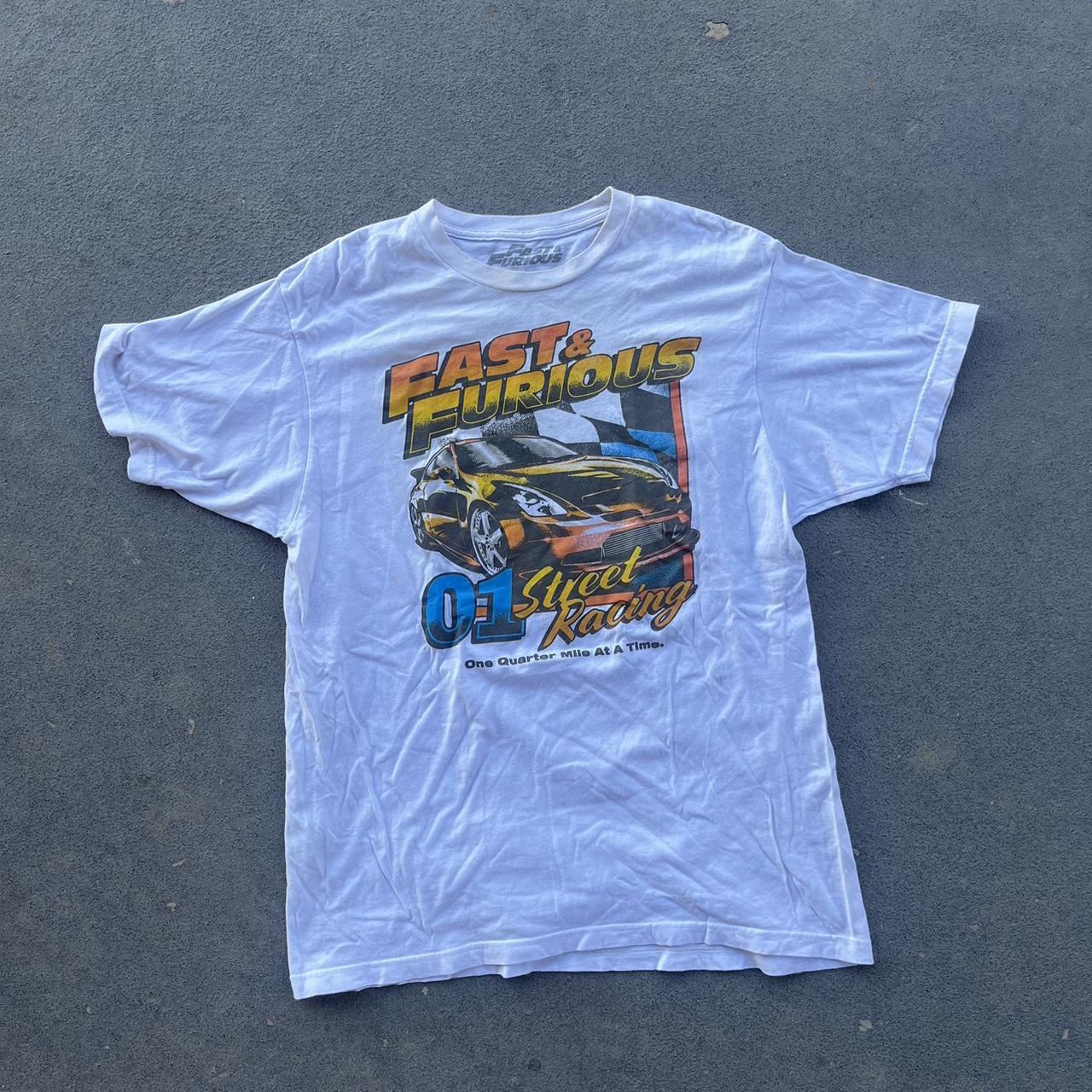 Vintage Style Fast and Furious White T-Shirt... - Depop