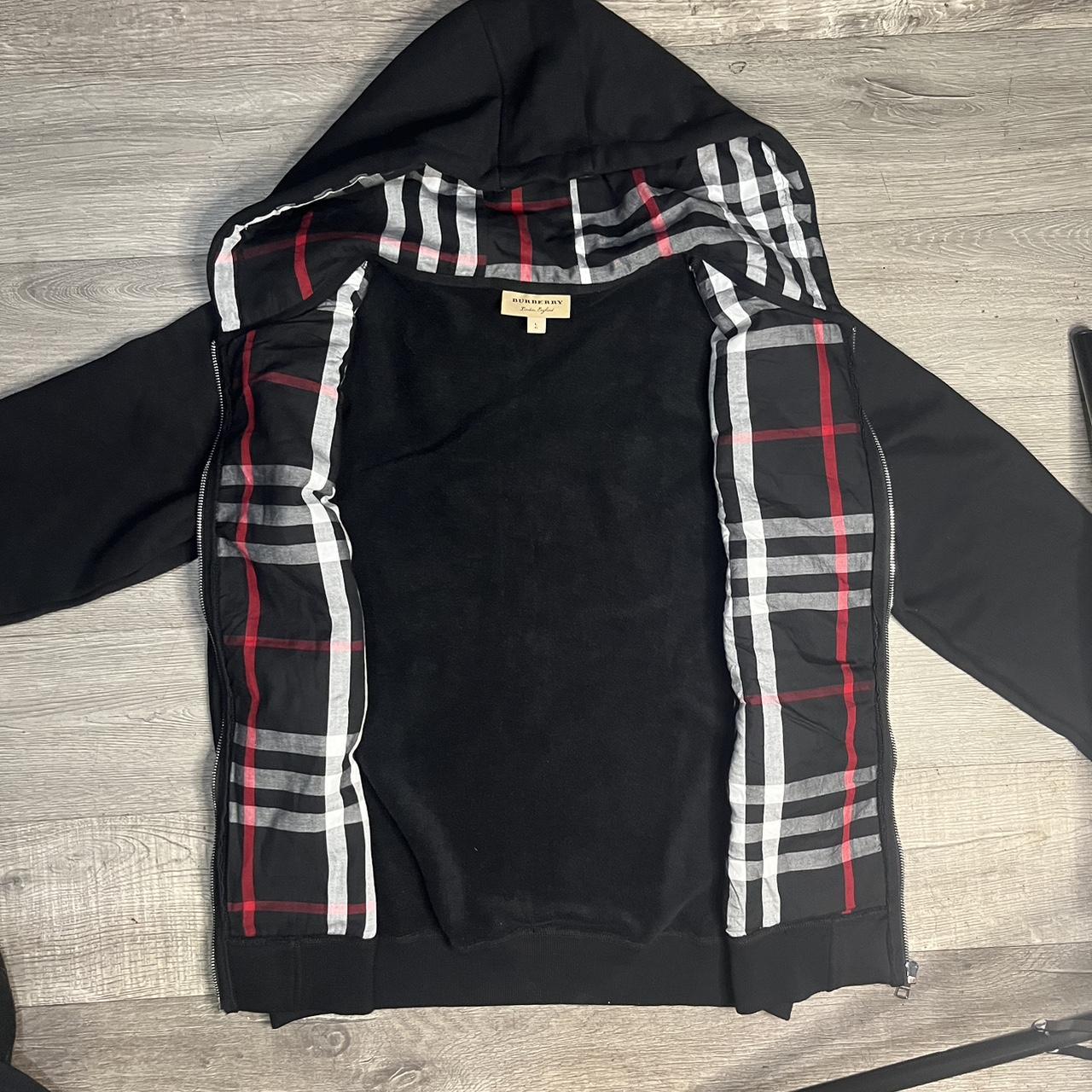 Burberry plain black zip-up with monogram in... - Depop