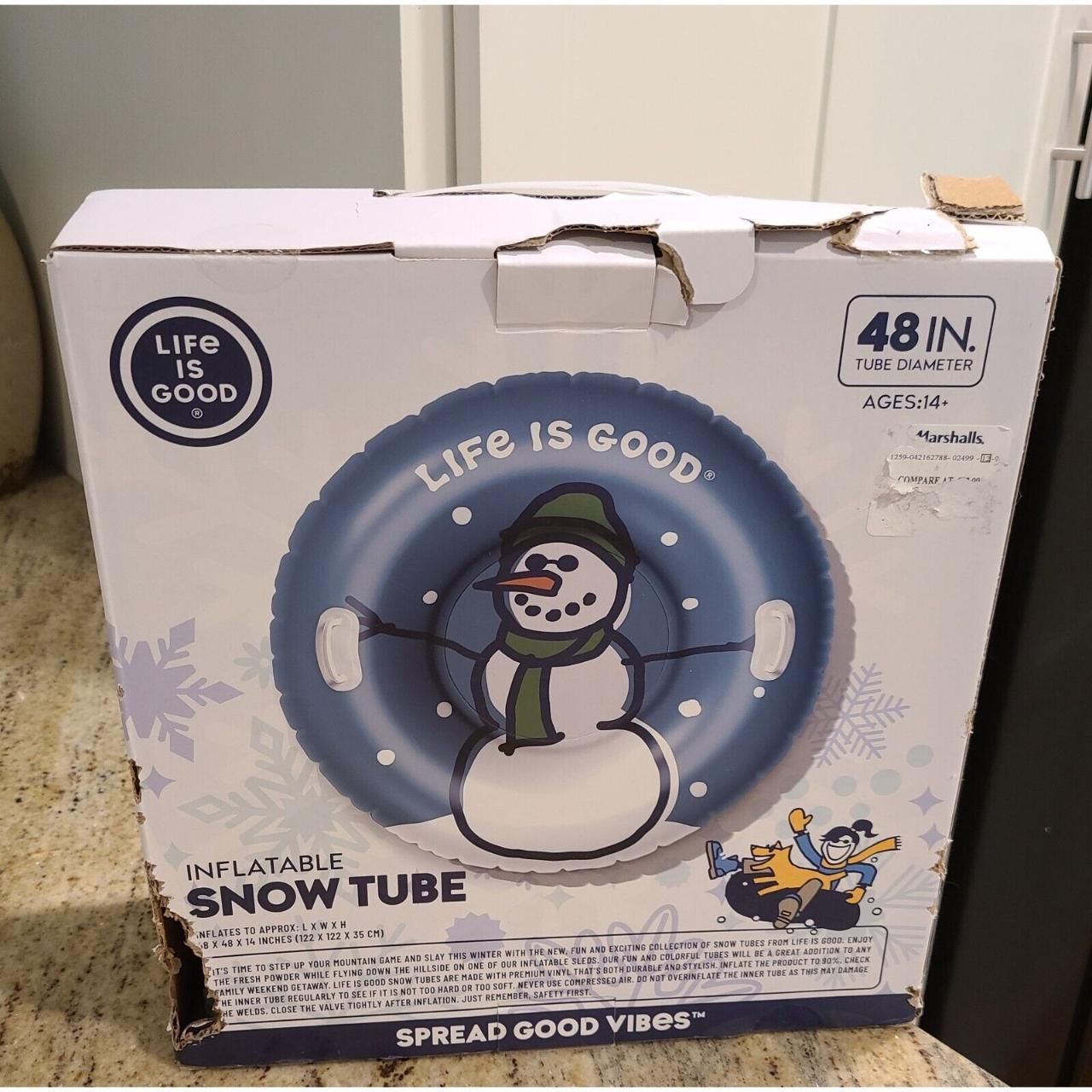 Life Is Good 48” Inflatable Snow Tube Snowman... - Depop