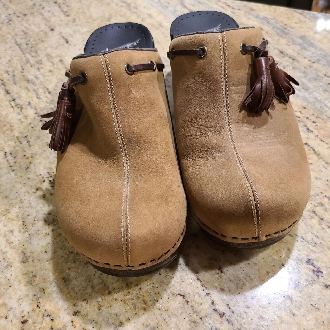 Dansko Brown Tan Suede Nubuck Clogs Mule Slides with... | Depop