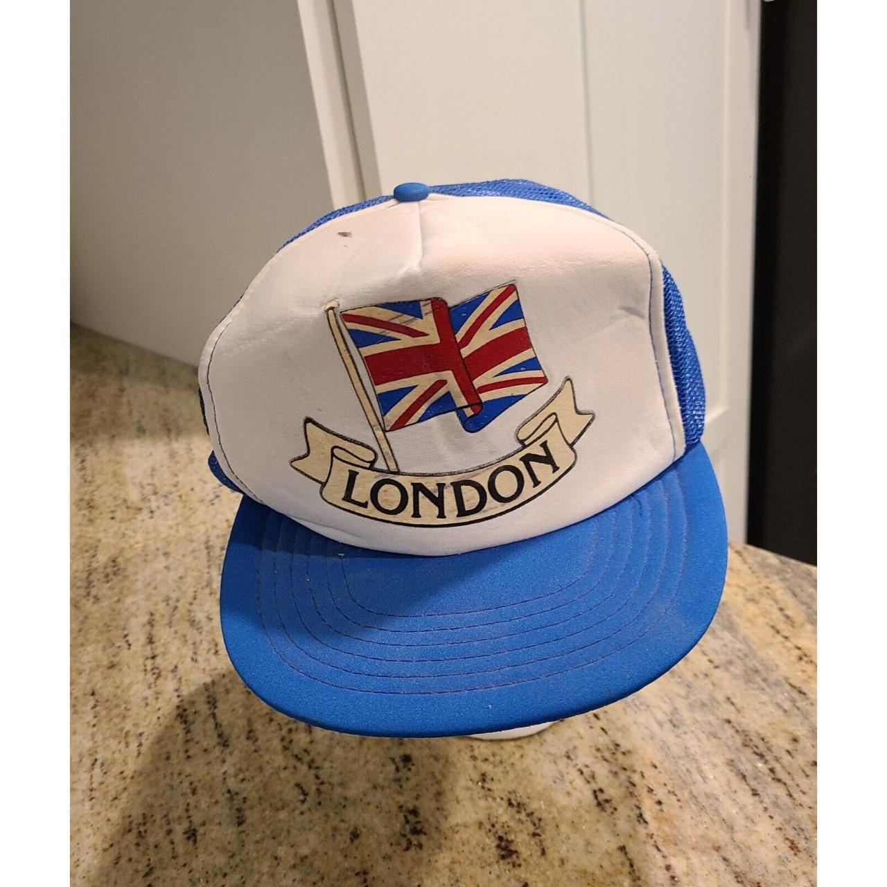 Vintage 1980s-90s Blue London Snapback Trucker Hat... - Depop