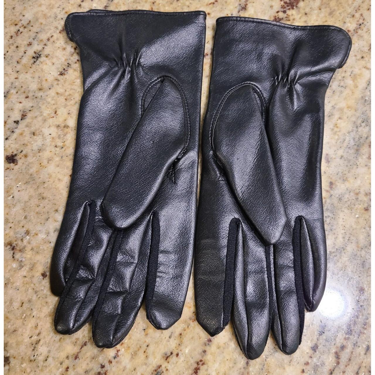 Vintage Size Small Faux Leather Vinyl Black Gloves... - Depop