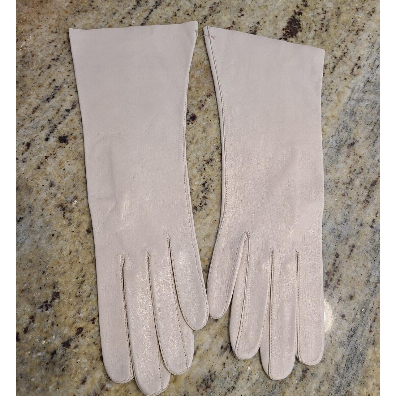 Vintage Size 6.5 Small Beige Leather Formal Gloves... - Depop
