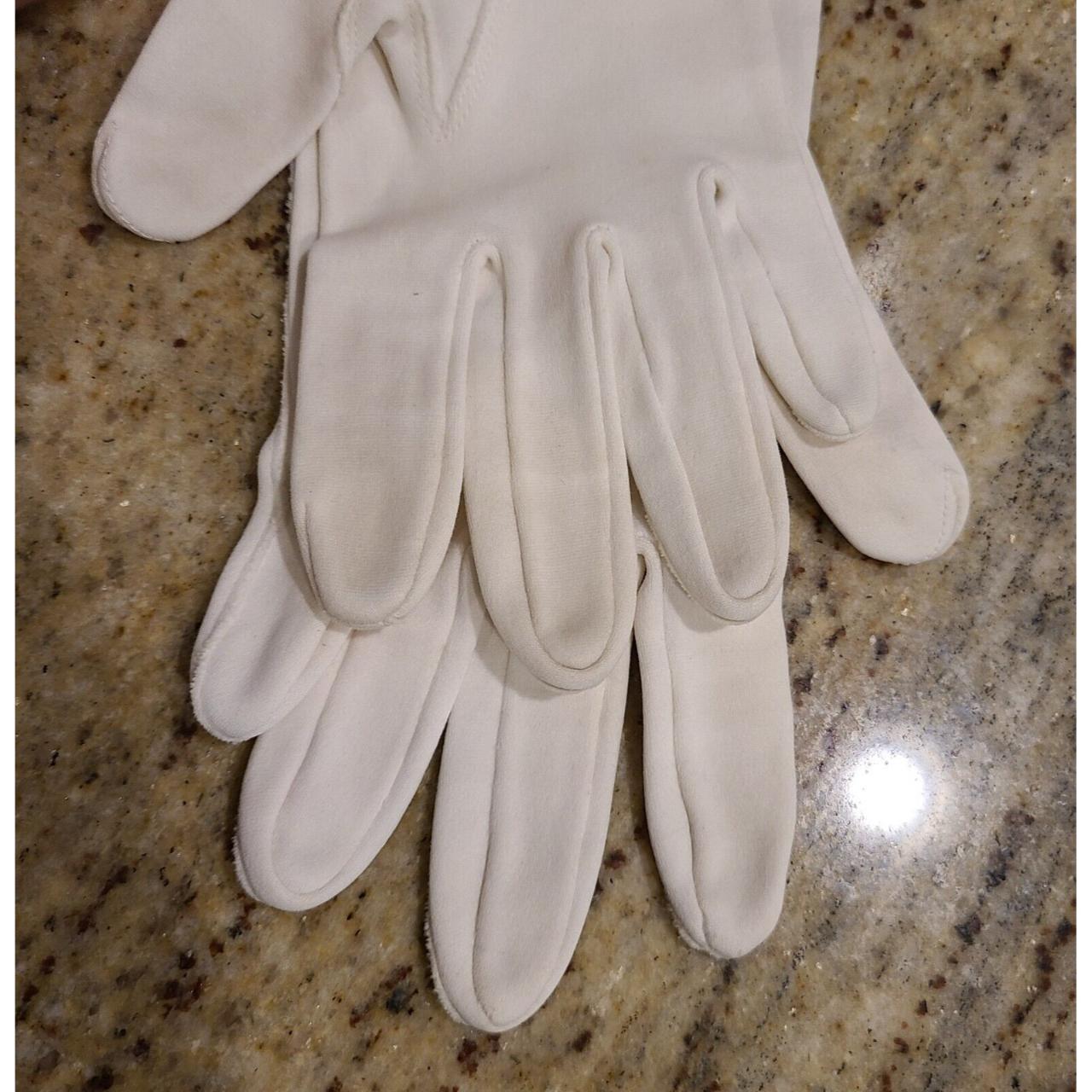 Vintage Size 7 L White Cotton Stretch Formal Gloves... - Depop