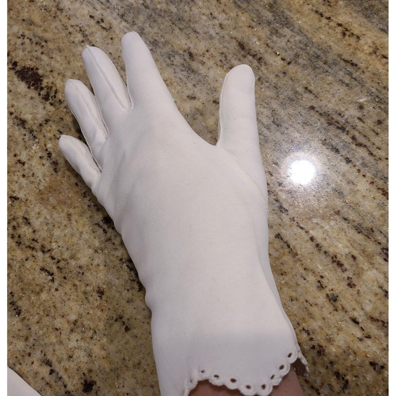Vintage Size 7 L White Cotton Stretch Formal Gloves... - Depop