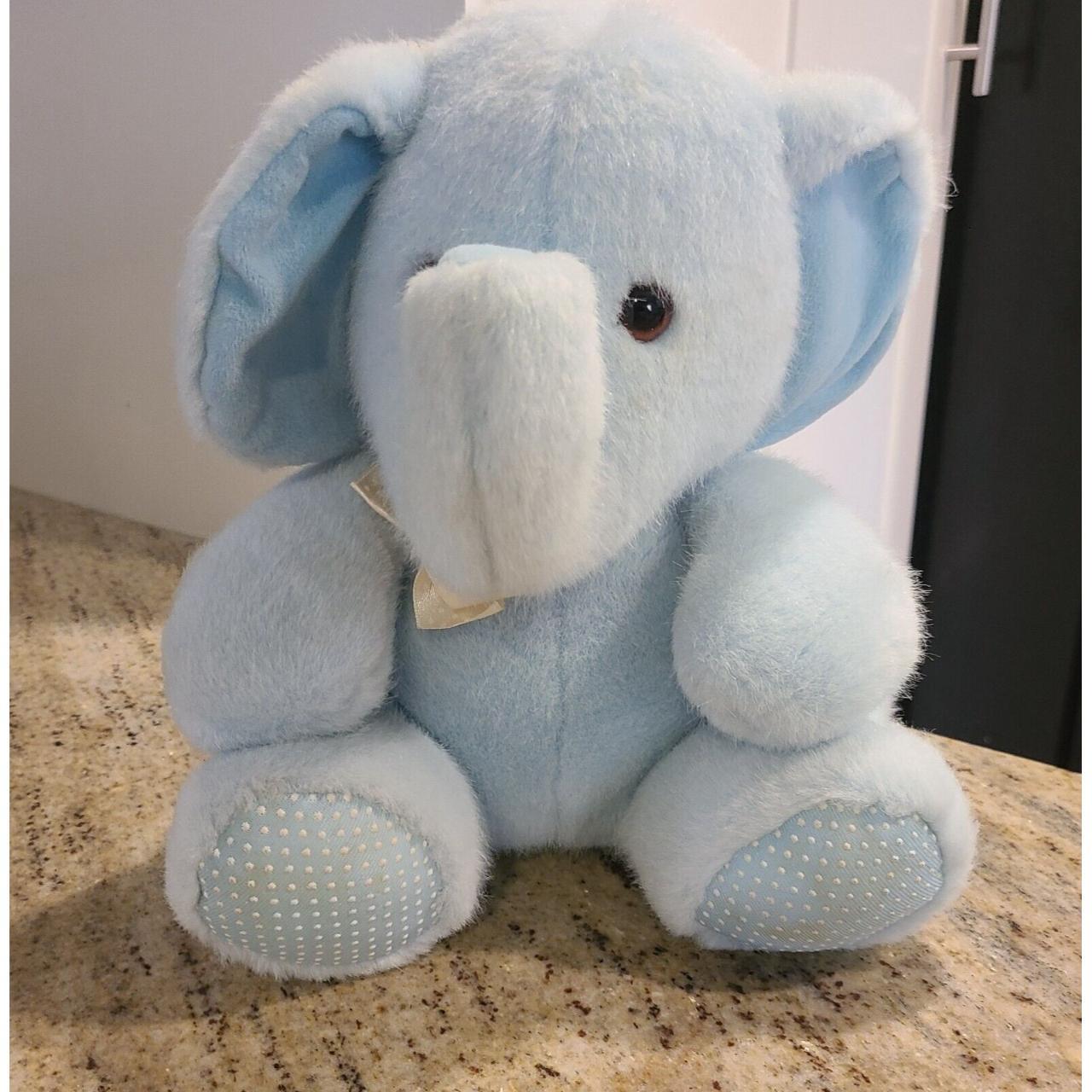 Vintage 90s Dakin Light Blue Elephant Plush Zoo... - Depop