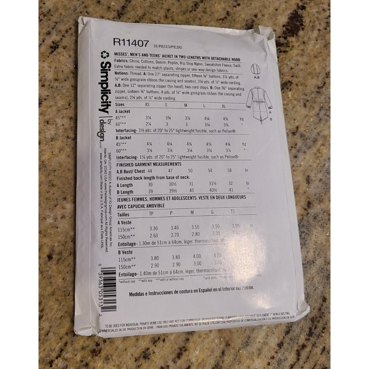 NEW! Simplicity R11407 Sewing Pattern Unisex XS S M... - Depop