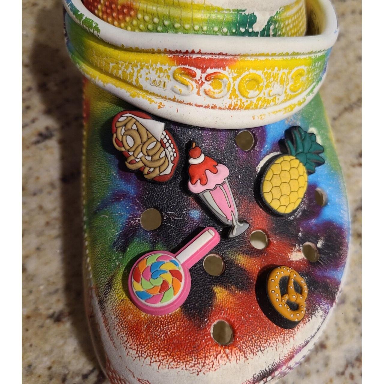 Crocs Youth Size J3 Tie Dye Rainbow Graphic Clogs... - Depop