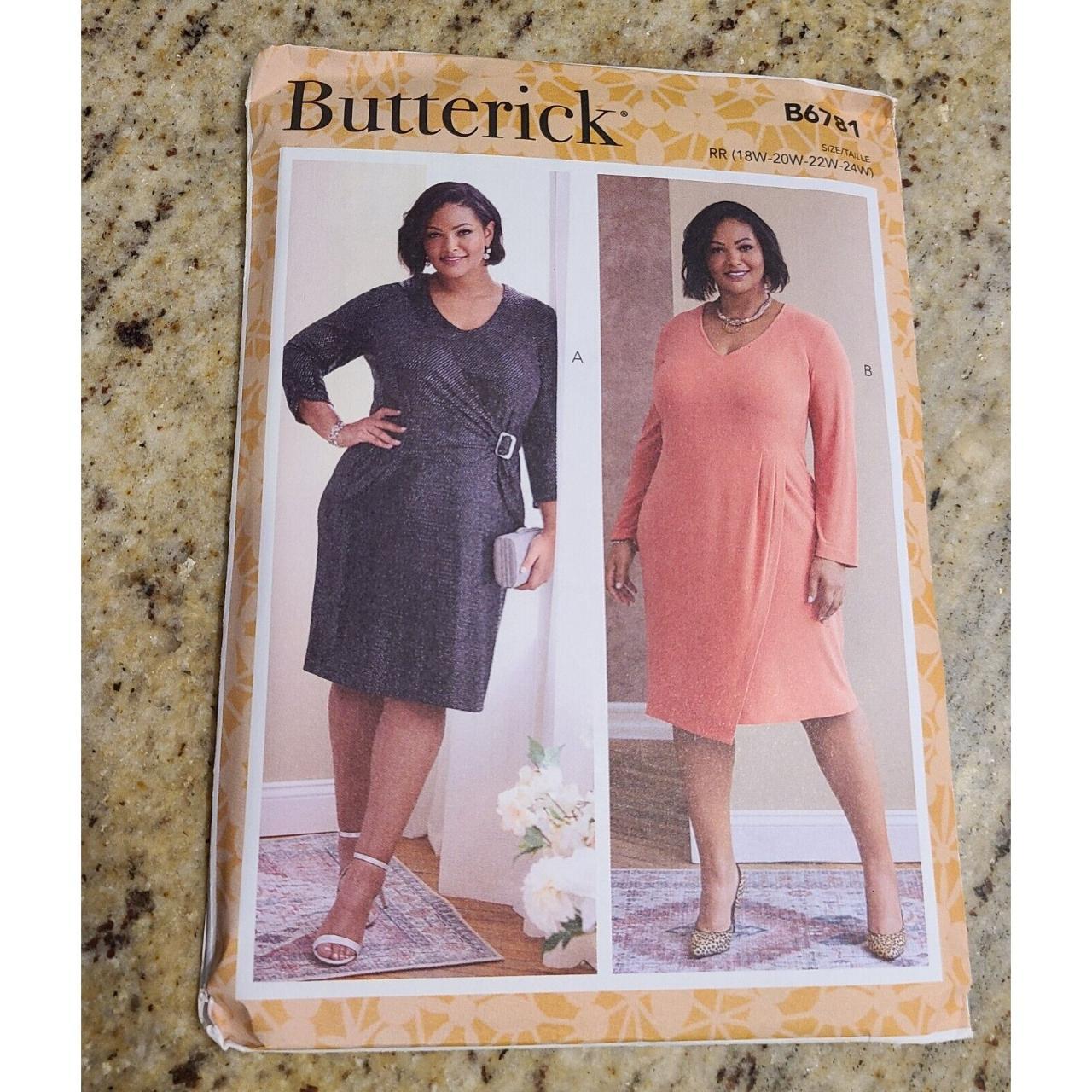 New! Butterick B6781 Pattern Faux Wrap V Neck Midi... - Depop