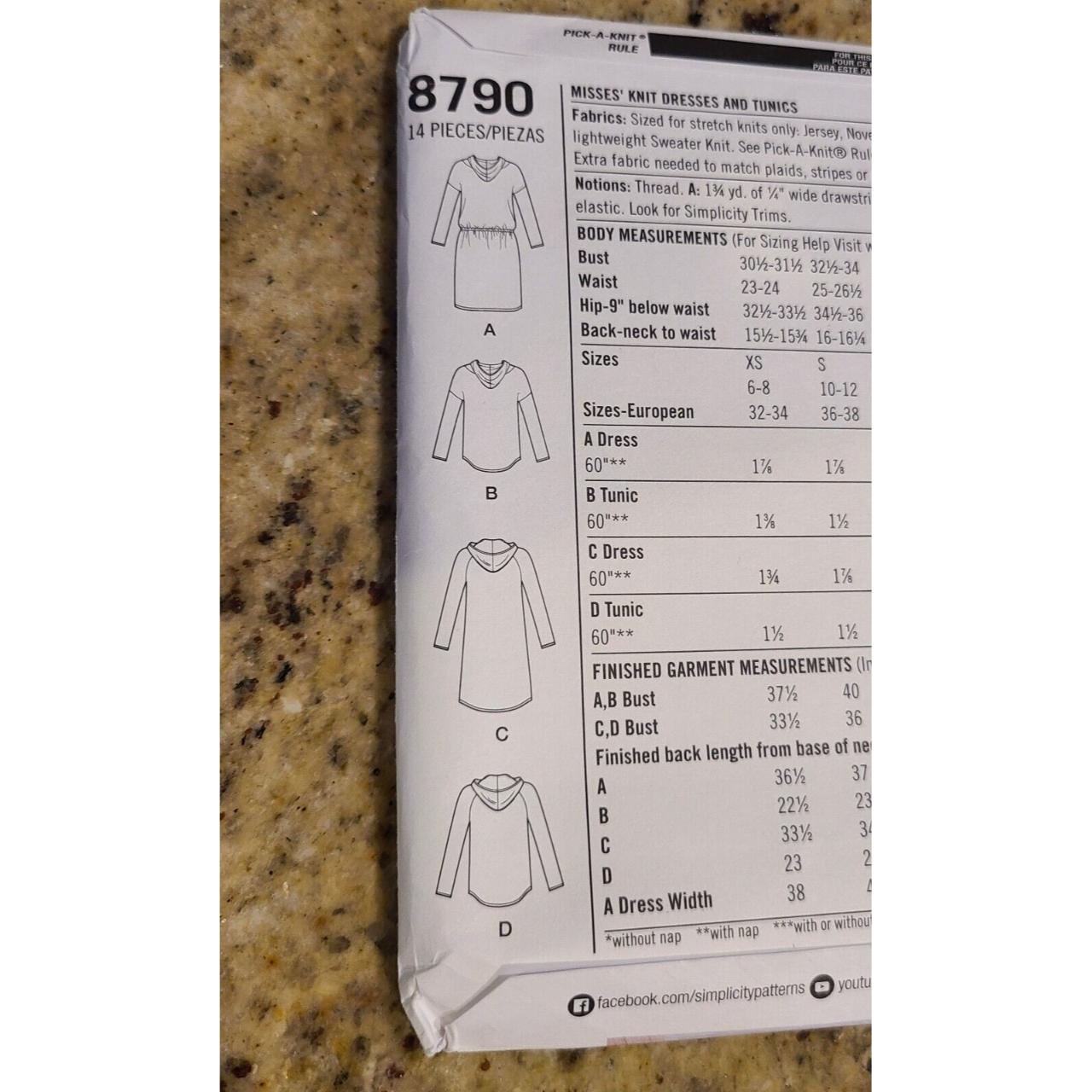 New! SIMPLICITY PATTERN 8790 Mini Dress Hooded Tunic... | Depop