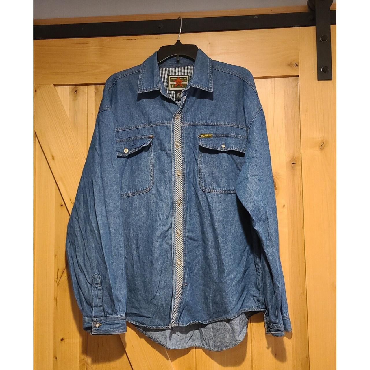 Vintage Defray Men XL Button Denim Shirt Western... - Depop
