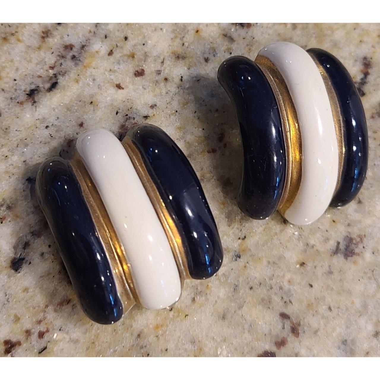Donald Stannard Black White Gold Large Chunky Enamel... - Depop