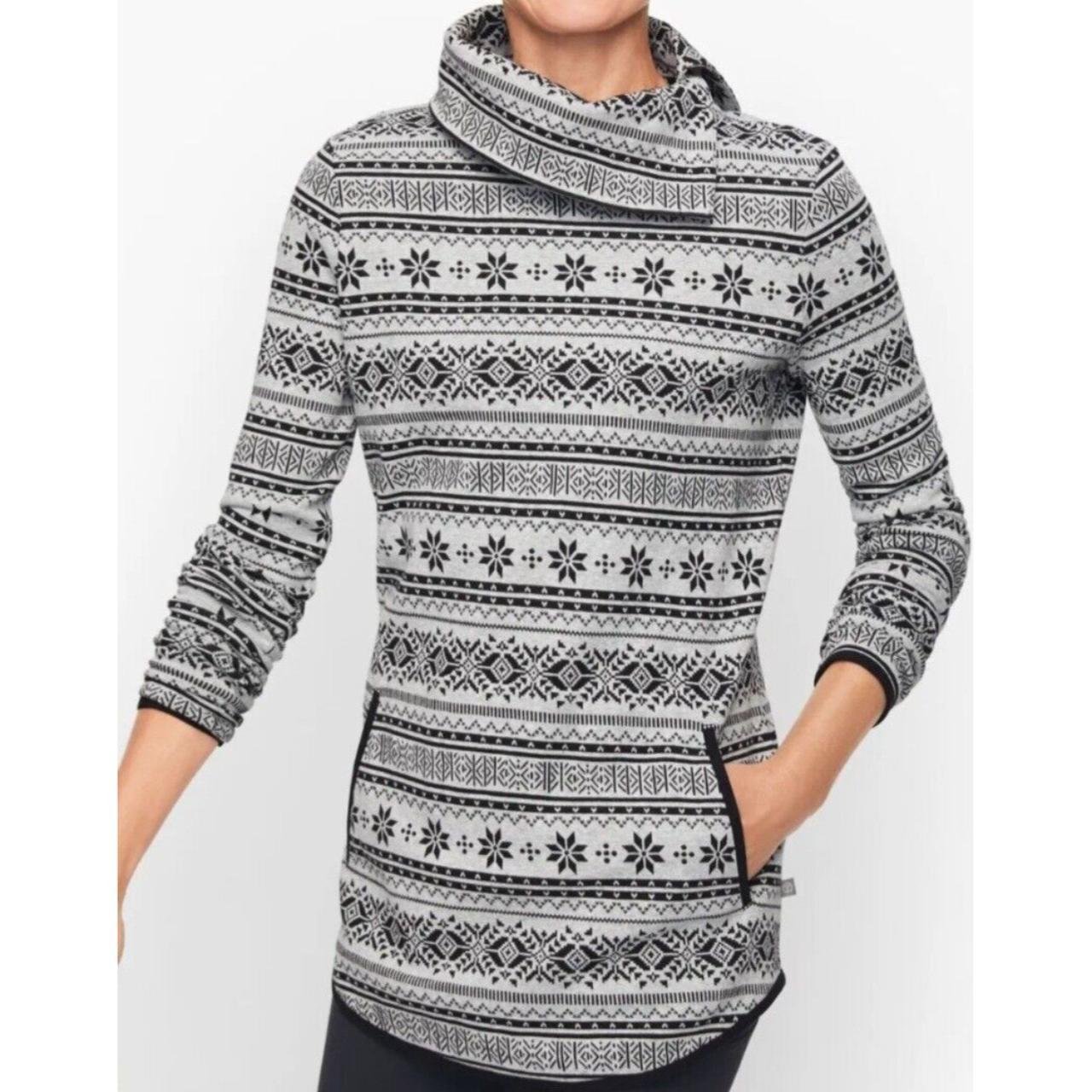 T for Talbots Size M P Gray Snowflake Nordic Split... - Depop