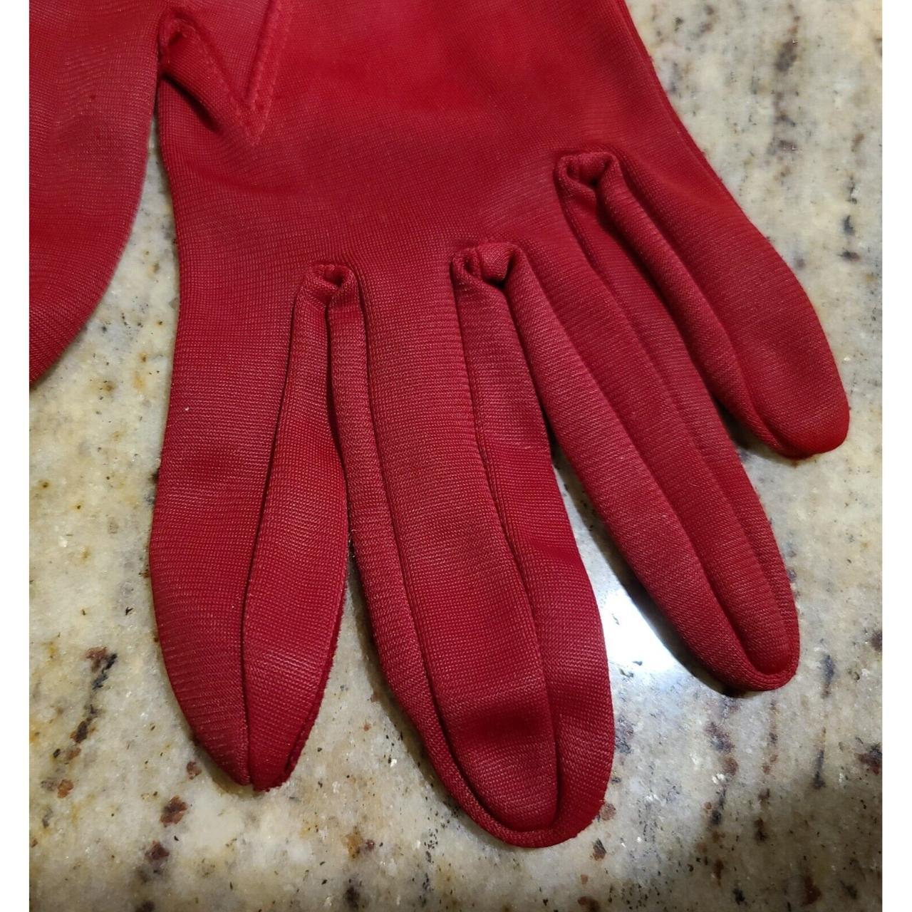 Vintage Size M Red Stretch Nylon Formal 8.5" Gloves... - Depop