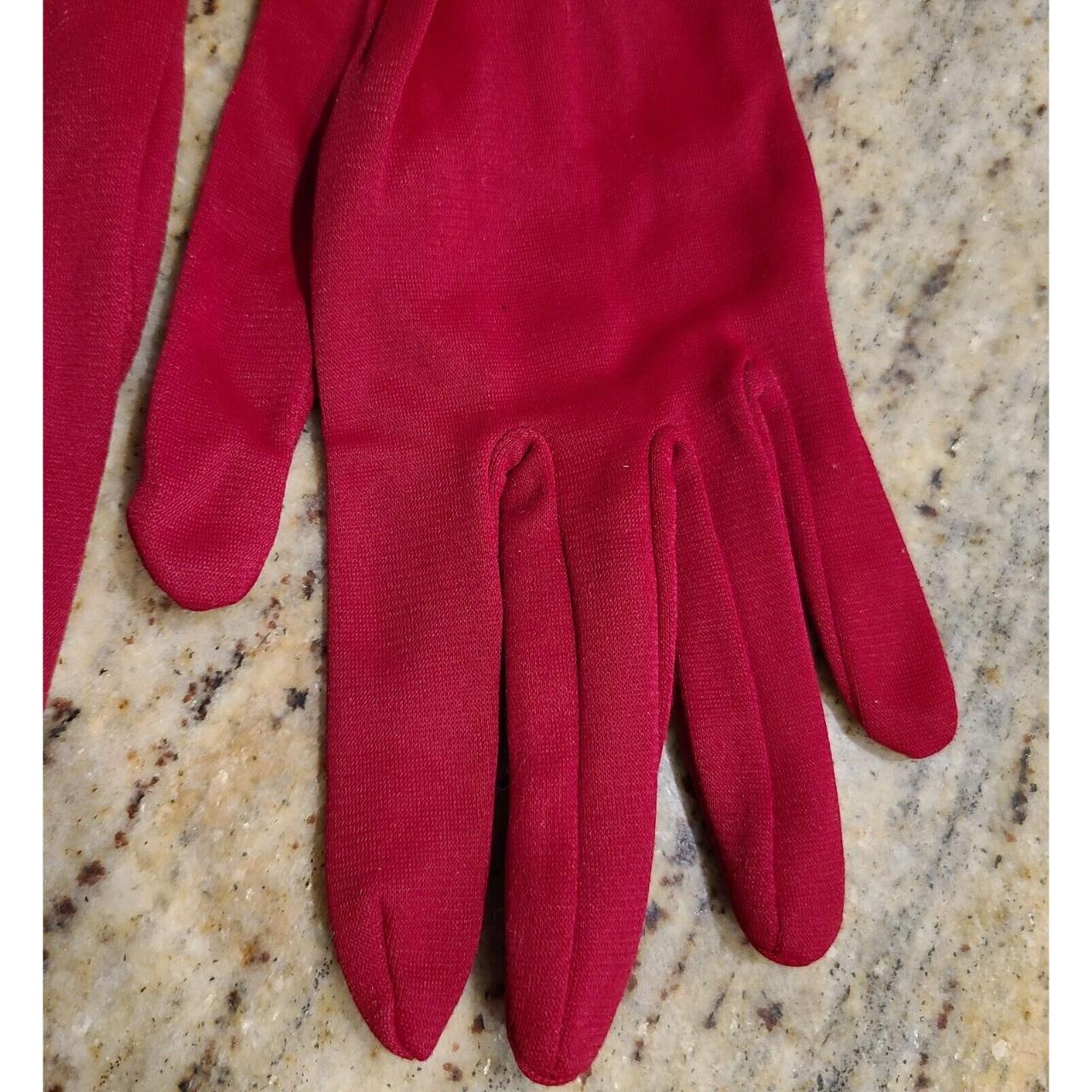 Vintage Size L Deep Red Stretch Nylon Formal 14"... - Depop