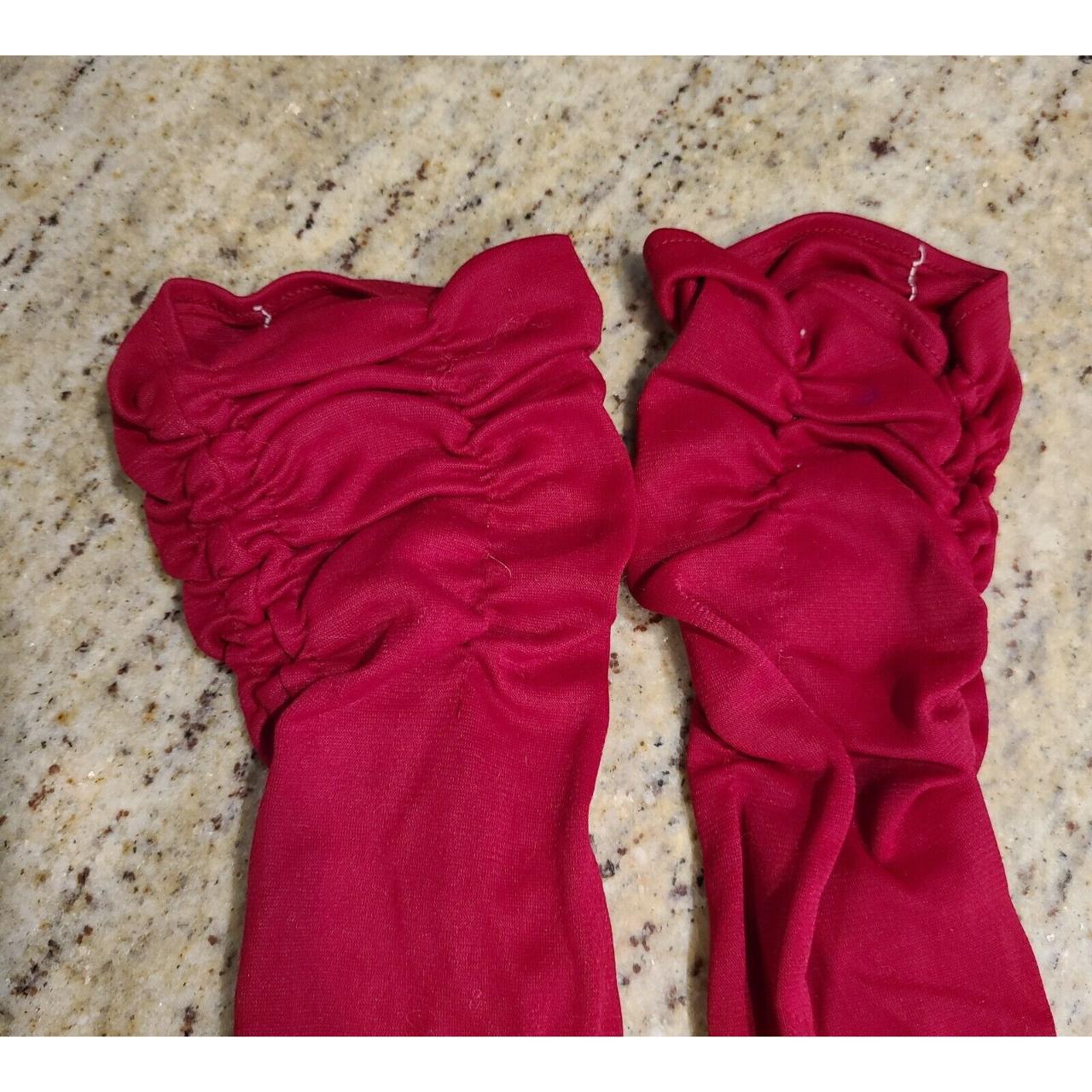 Vintage Size L Deep Red Stretch Nylon Formal 14"... - Depop