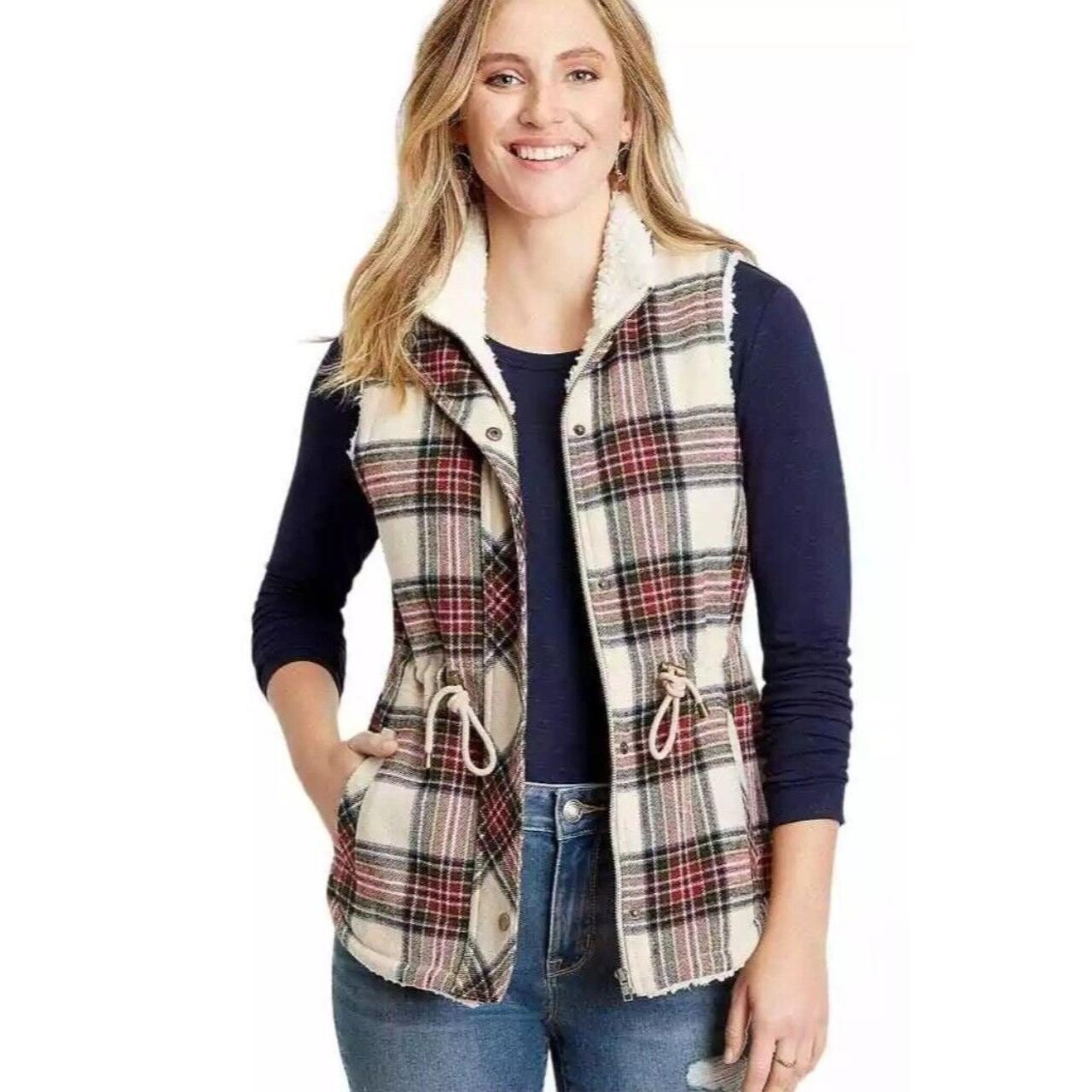 New! Maurices Size M Plaid Sherpa Wool Blend Lined... - Depop