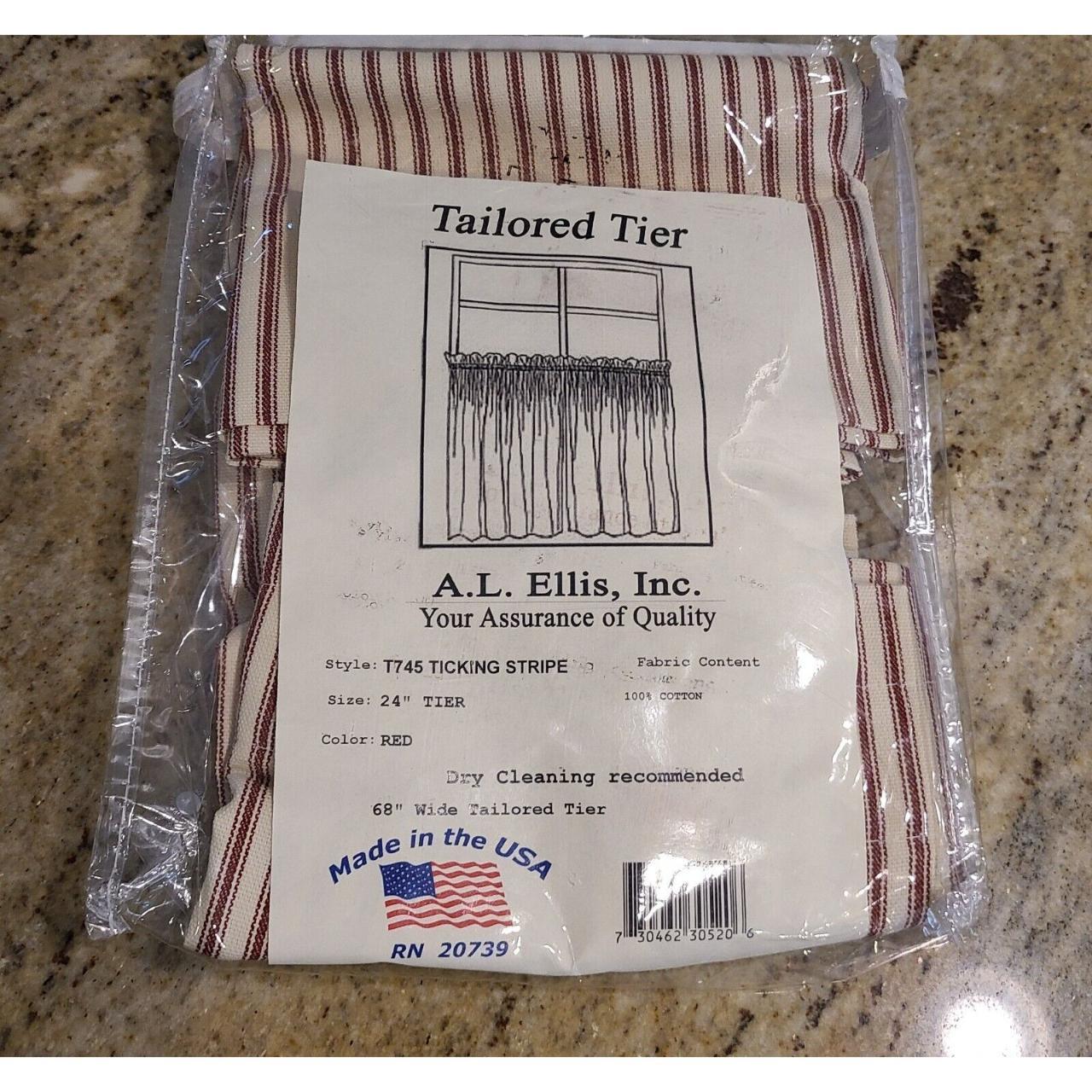 New! AL Ellis Ticking Stripe Red Curtain Rod Pocket... - Depop