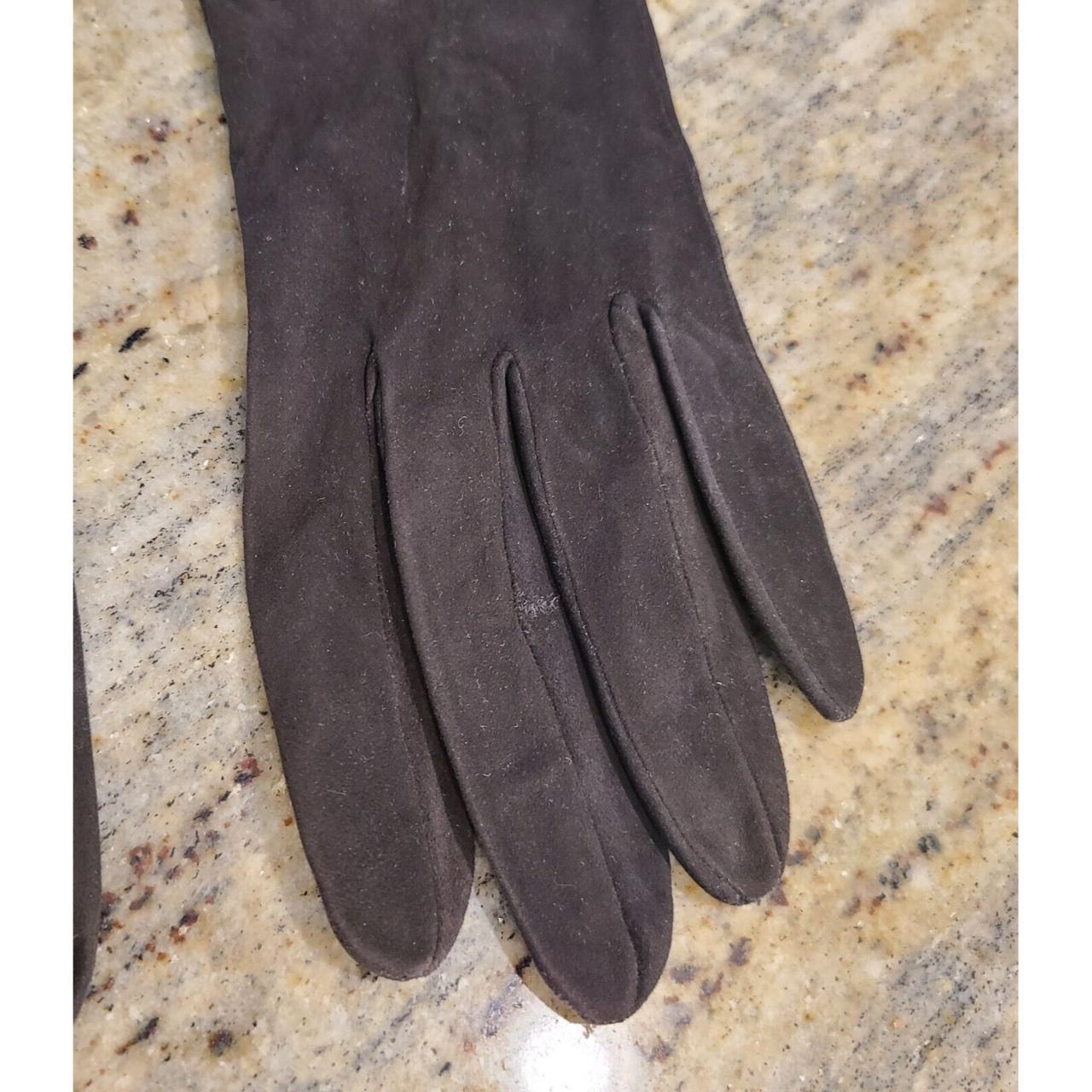 Vintage Size L Thin Suede Brown Beaded Formal 13"... - Depop