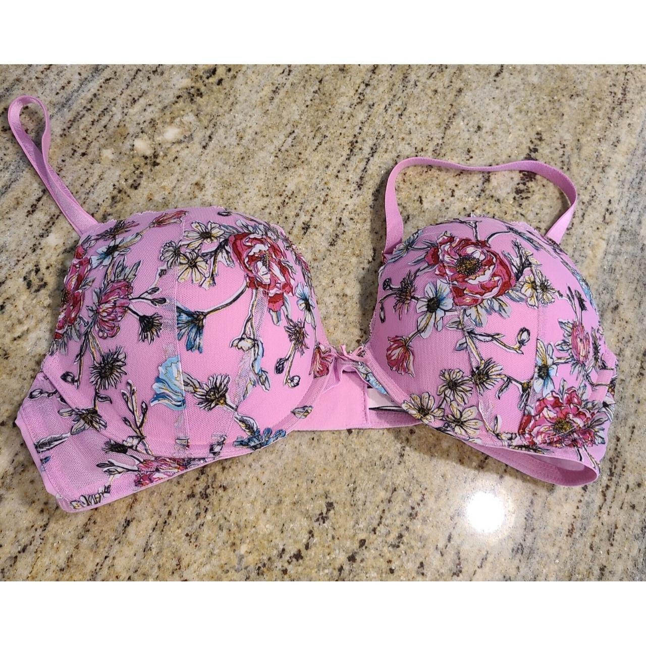 Victoria’s Secret 36D Push up Bra Tulle Floral... - Depop