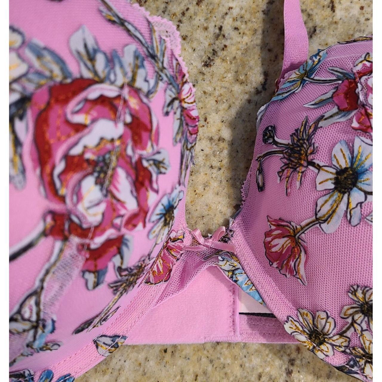 Victoria’s Secret 36D Push up Bra Tulle Floral... - Depop