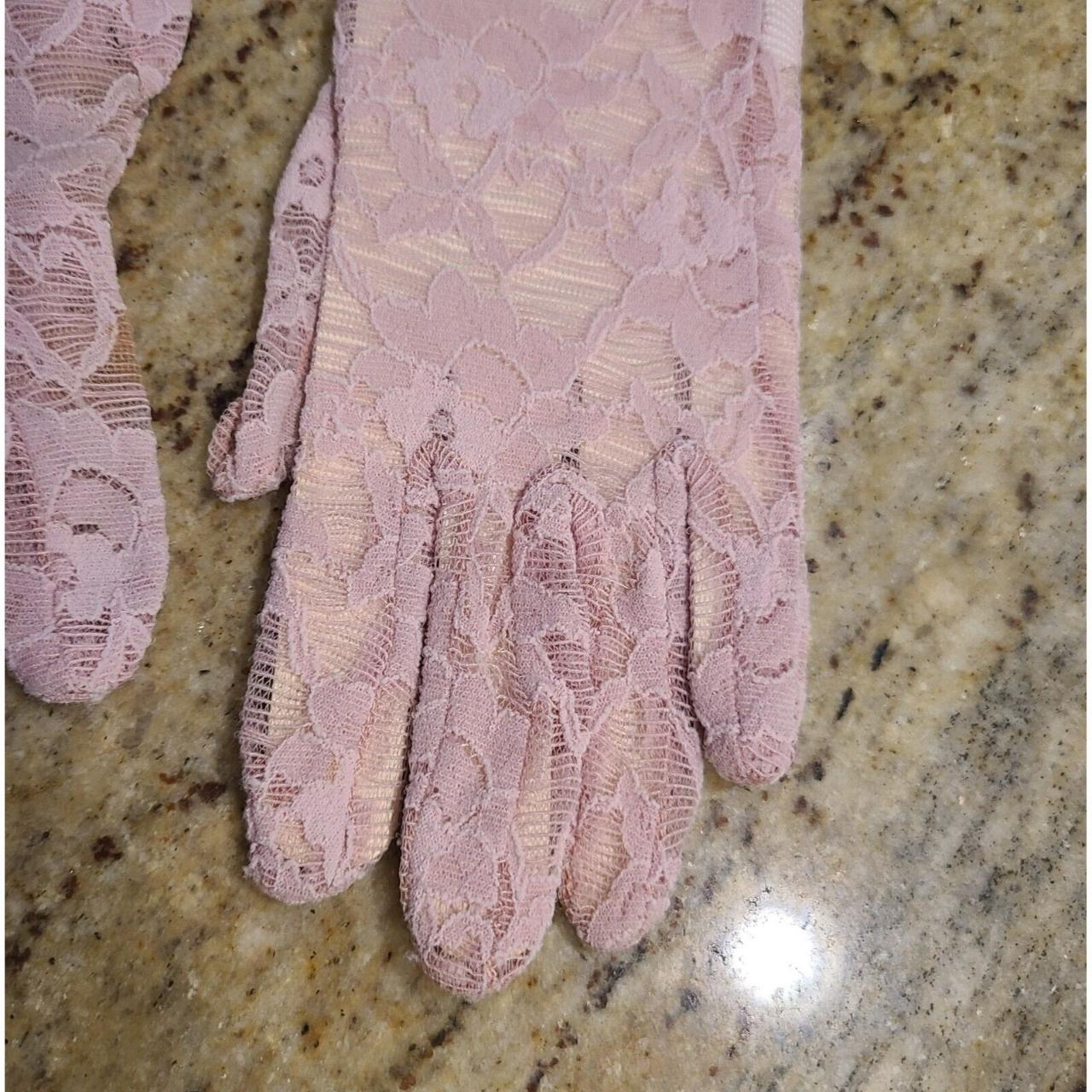 Vintage One Size Pink Stretch Formal Nylon Lace... - Depop