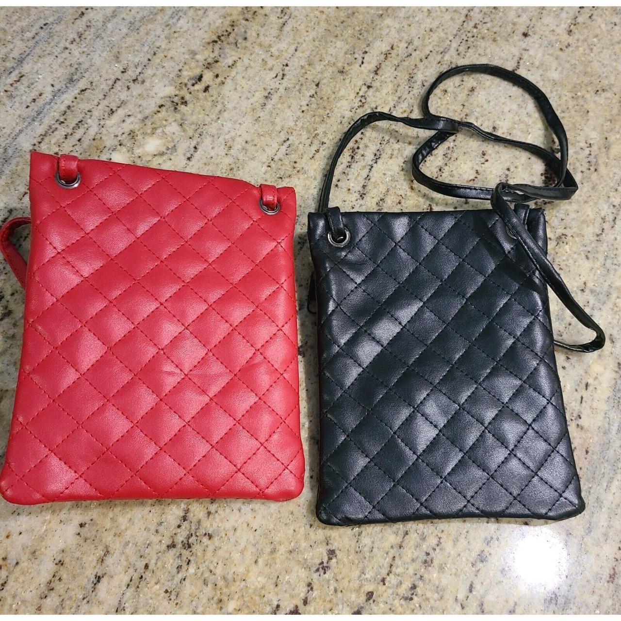Set of 2 Crossbody Passport Bags Quilted Red Black... - Depop