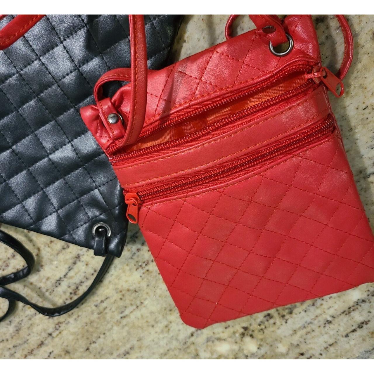 Set of 2 Crossbody Passport Bags Quilted Red Black... - Depop