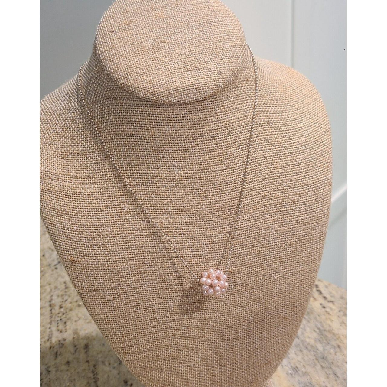 Silver 925 Bead Beaded Ball Chain Pink Pearly Berry... - Depop