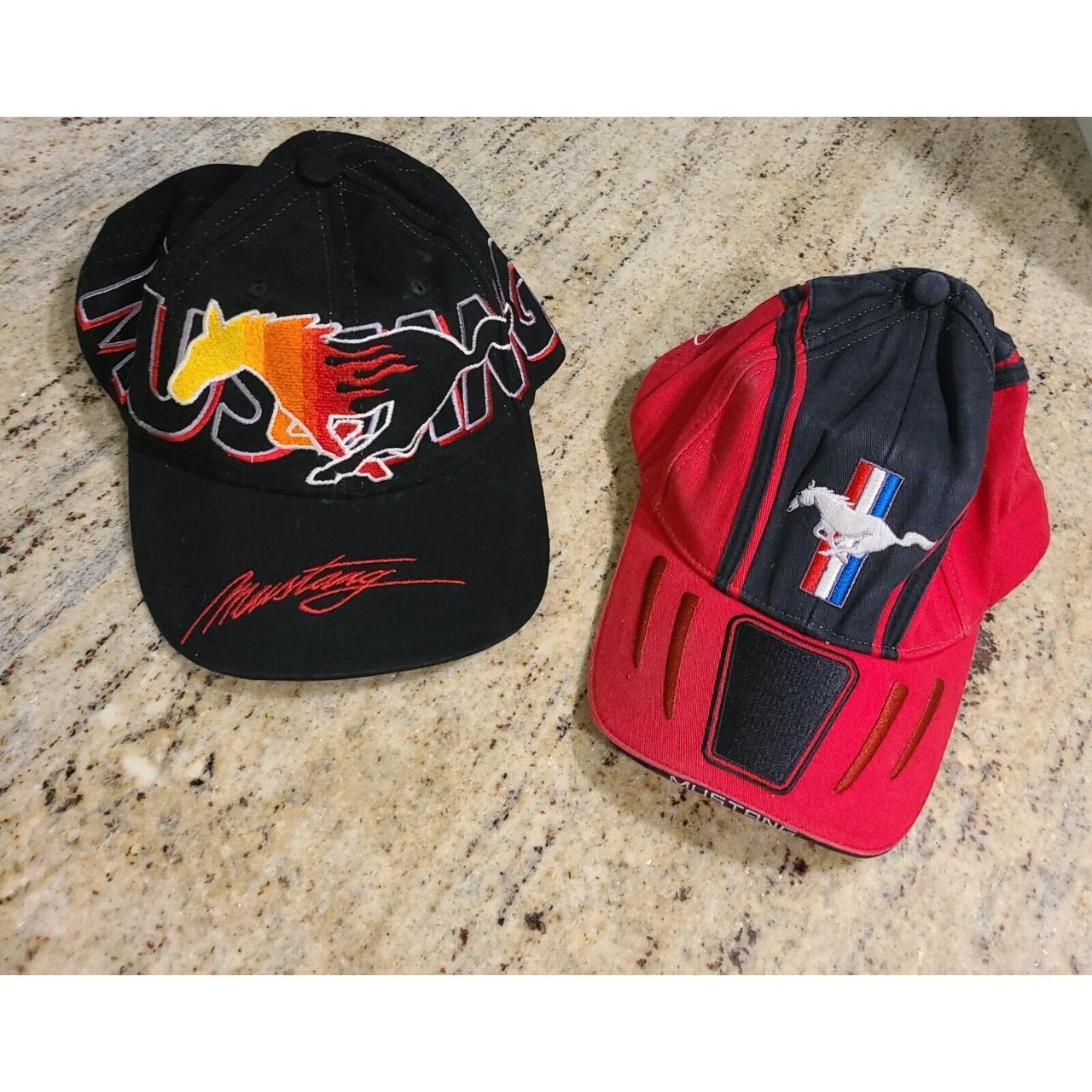 Lot of 2 Ford Mustang Hat / Cap - Mach 1 Black Red... - Depop