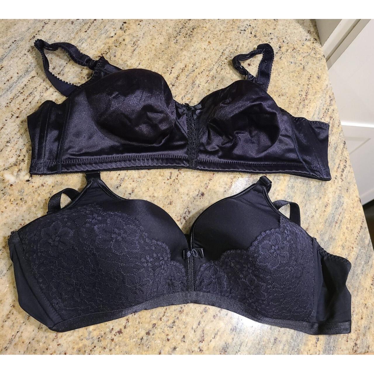 Lot of 2 Bras Size 42C Bali 3820 & Pink Black Satin... - Depop