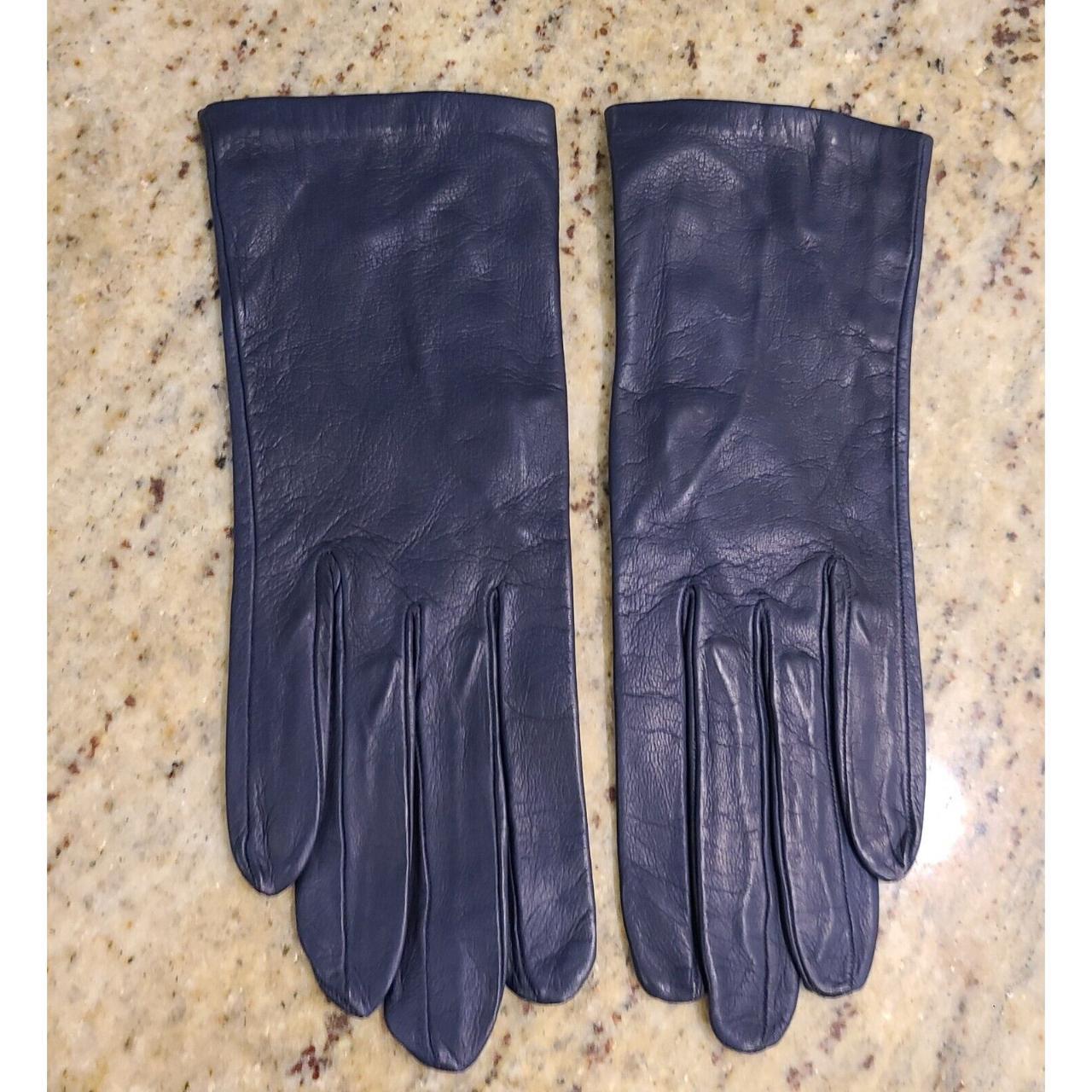 New? Vintage Size S 6.5 Navy Blue Soft Leather Silk... - Depop