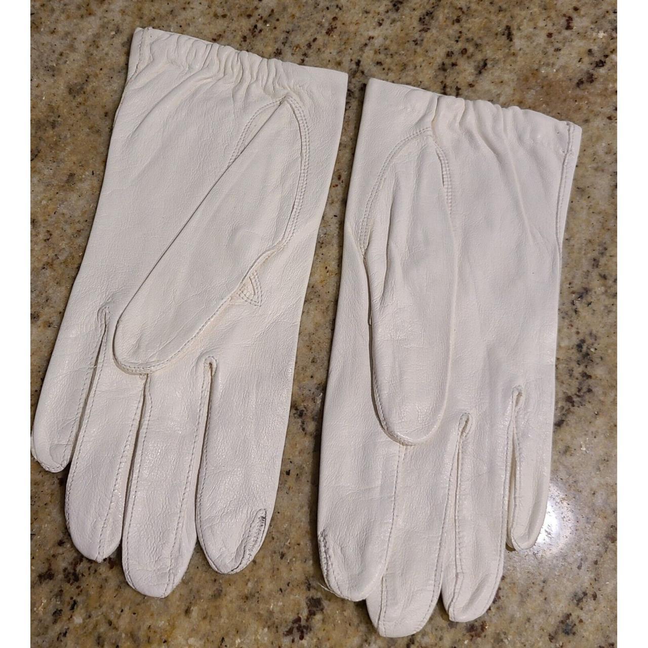 Vintage Size S White Leather Formal 7.5" Gloves... - Depop