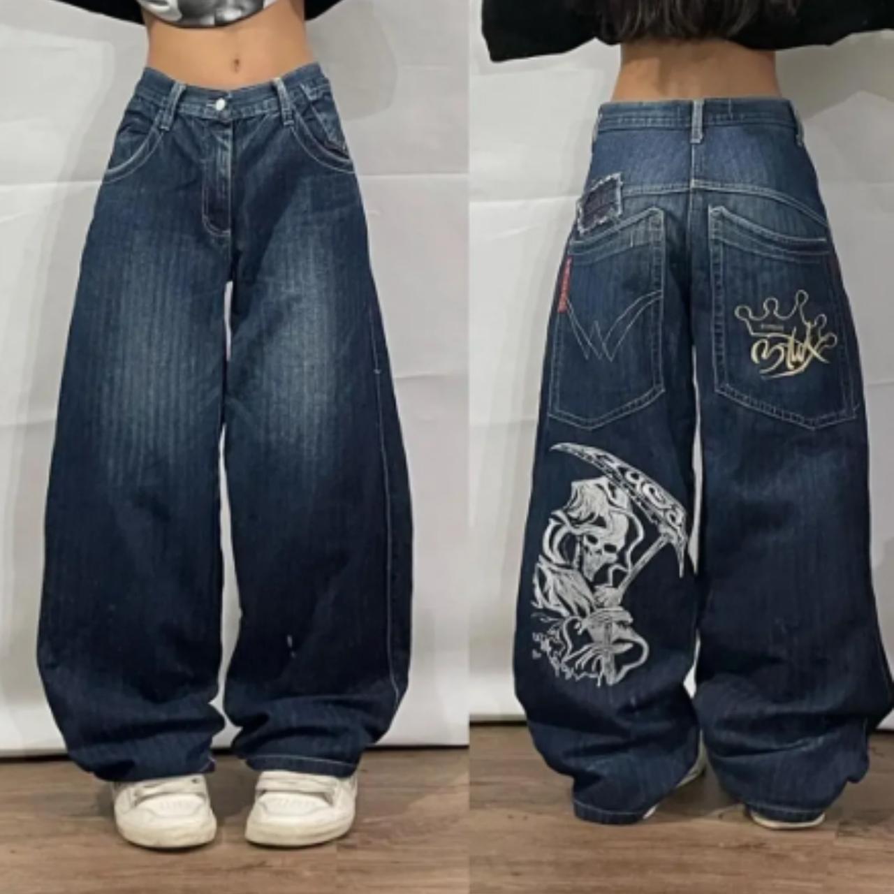 Street Fashion Y2K Large Pocket Pattern Printed... - Depop