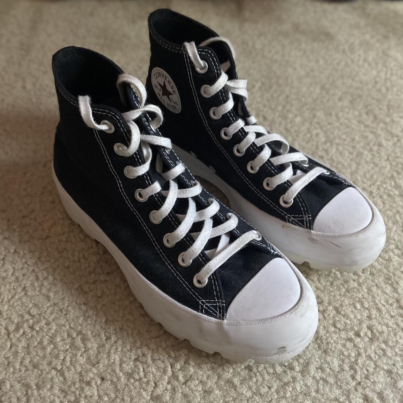 Chunky Converse Chuck Taylor All Star Black and... - Depop