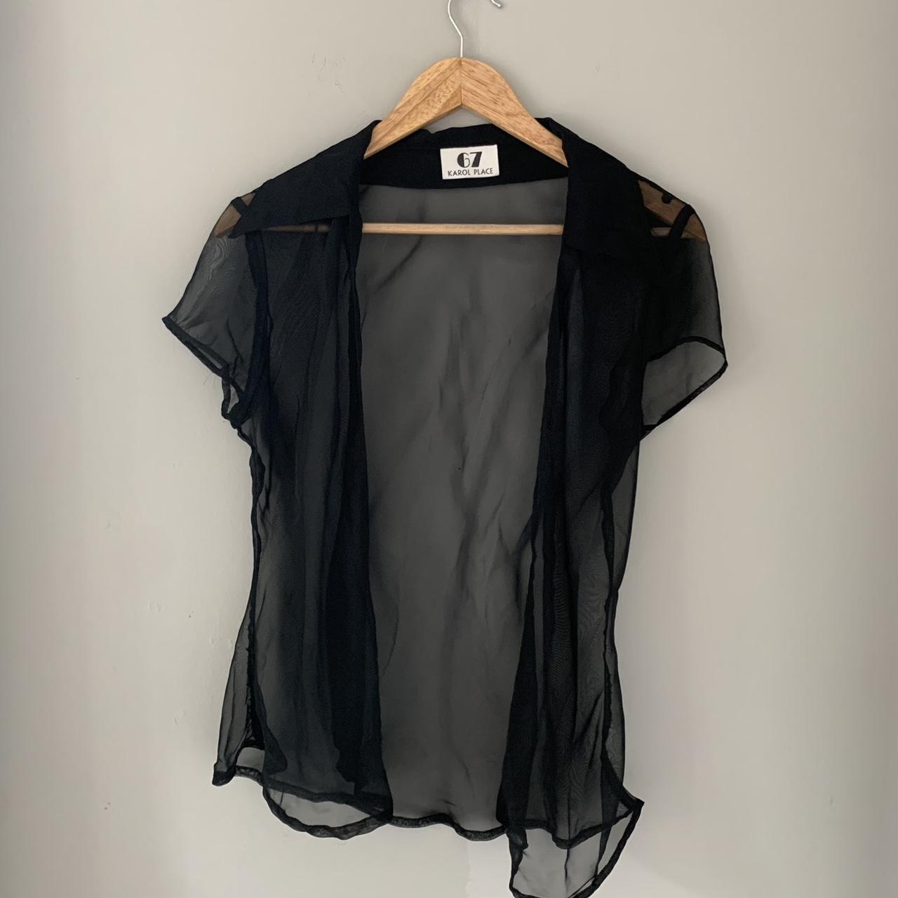 67 Karol Place sheer black cap sleeve jacket - Depop