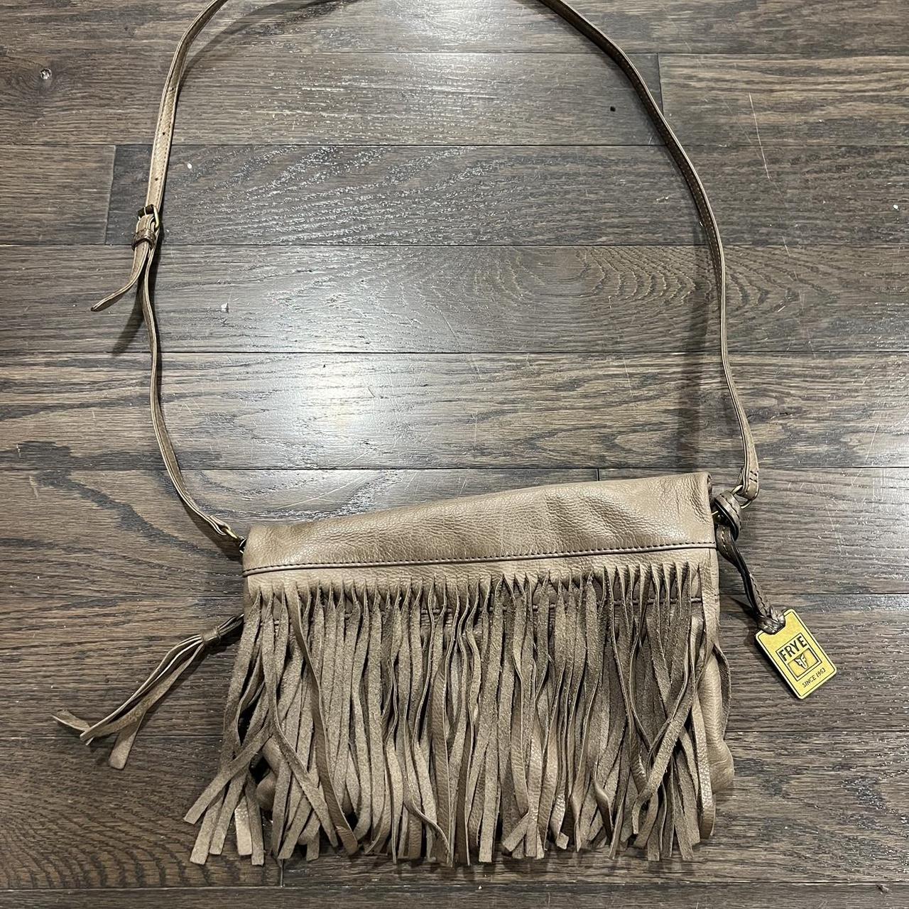 FRYE FRINGE CROSSBODY BAG -very boho chic -minimal... - Depop