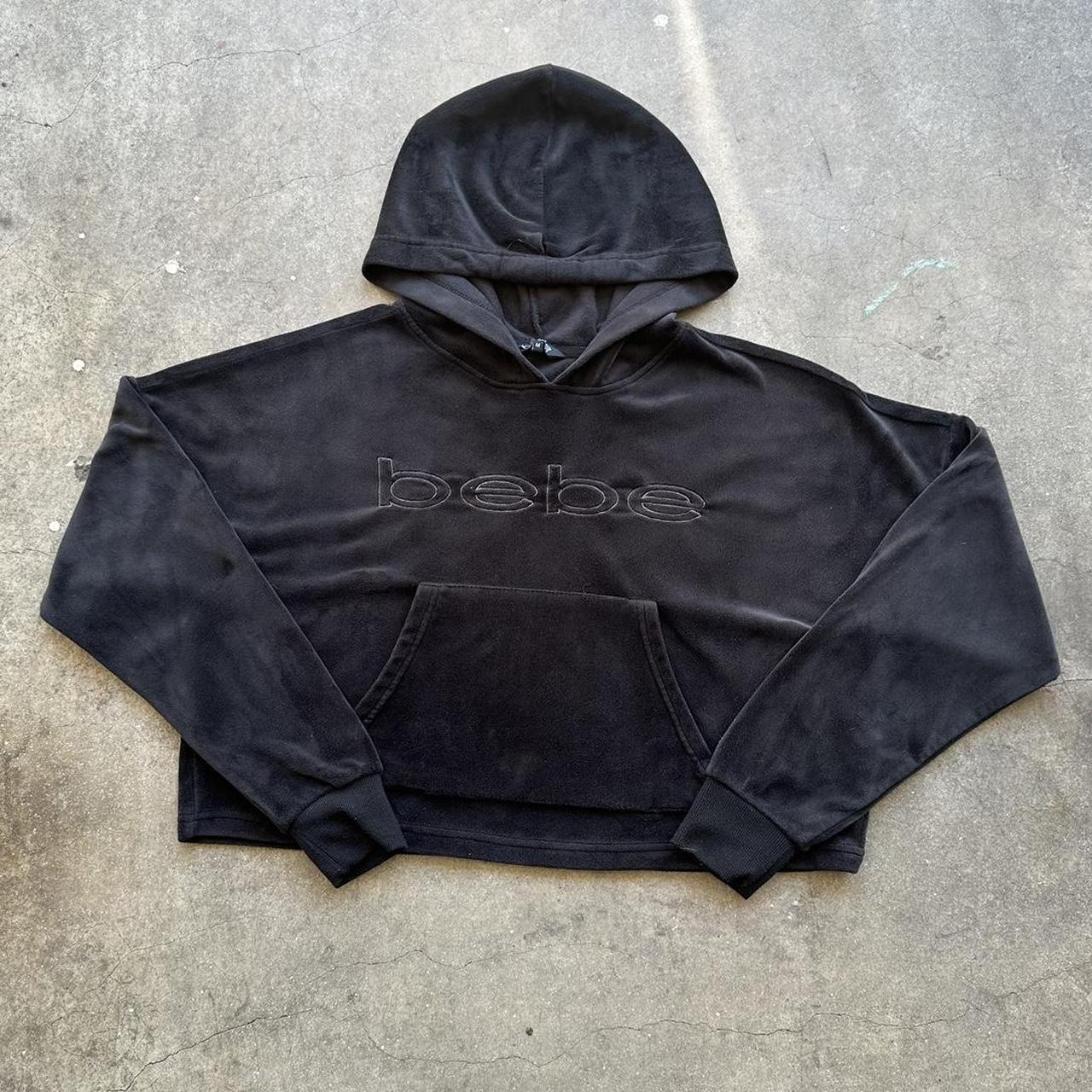 Vintage VTG 2000’s black bebe velour crop top... - Depop