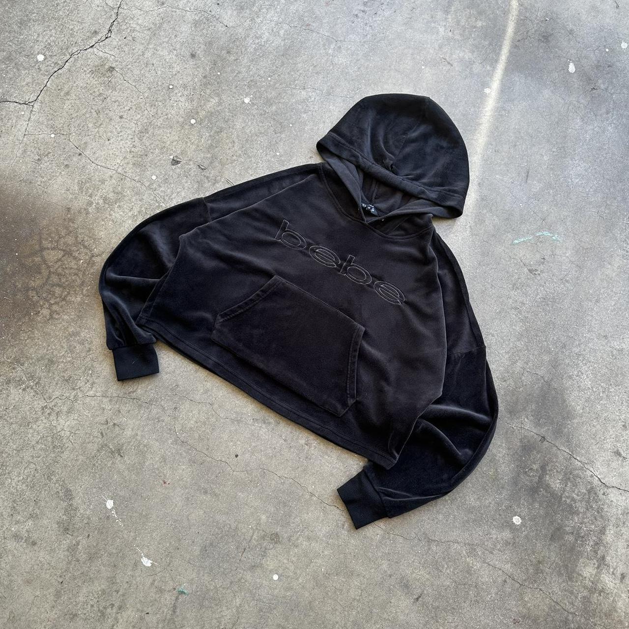 Vintage VTG 2000’s black bebe velour crop top... - Depop